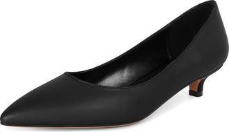 EDEFS Damen 3,5 cm Kitten Absatz Pumps Elegante Spitze Zehen Kleid B&uuml;ro Schuhe Matt schwarz Gr&ouml;&szlig;e EU45