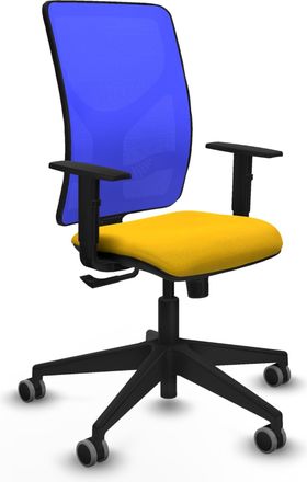 Piqueras y Crespo B&uuml;rostuhl mit 1D-Armlehnen, h&ouml;henverstellbare Lendenwirbelst&uuml;tze, ausgestattet mit 3 Positionen und Schneideschaum, Blau/Gelb