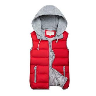 ZYUEER Doudoune Femme Hiver Chaud Femmes Veste a Capuche Sans Manche Gilet Pull Court Sweat &agrave; Capuche Zip