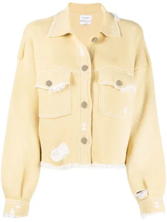 Barrie veste en jean &agrave; franges - Jaune