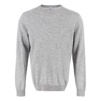 THE (ALPHABET) Kaschmir-Strickpullover mit Rippenb&uuml;ndchen - - Knitwear - Herren - Grau - 2XL