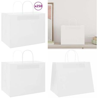 vidaXL Vidaxl - Papiertragetaschen 250 Stk. mit Henkeln Wei&szlig; 32x22x24 cm
