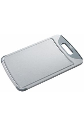 Silit Schneidebrett, Grau, Kunststoff, 25x1.5x38 cm, antibakteriell, Saftrille, Griff, Küchenzubehör, Schneidebretter