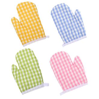 Hemobllo 4 St&uuml;ck Ofenhandschuhe Hitzebest&auml;ndig Kariert W&auml;rmeisolierend K&uuml;chenhandschuhe f&uuml;r Backen Kochen Grillen