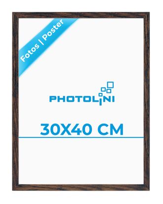 Photolini Bilderrahmen 30x40 Holz MDF Eiche Dunkel, Bilderrahmen 40x30 cm, bruchsicheres Acrylglas, Rahmen 30 x 40 zum Aufh&auml;ngen, extra Zubeh&ouml;r - Rahmen 30x40 f