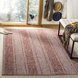 Safavieh Zeitgenössische Teppich für Wohnzimmer, Esszimmer, Schlafzimmer - Courtyard Collection, Kurzer Flor, Hellbeige und Terrakotta, 160 X 231 cm