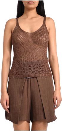 Simona Corsellini Femme, Tops, Brun, Taille: 42 FR Top sans manches en lurex
