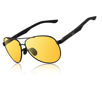 CGID Sonnenbrille Herren Pilotenbrille Polarisiert Al-Mg Metallrahmen Fliegerbrille UV400 Schutz CAT3 CE Fahren Angeln mit Lederetui