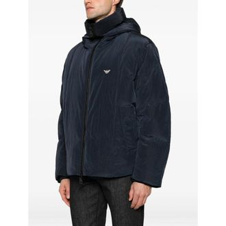 Emporio Armani Crinkled Nylon Down Down Jacket - Navy
