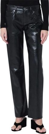 A Gold E Femme, Pantalons, Noir, Taille: W24 Detox Pantalon Droit Taille Haute en Simili Cuir