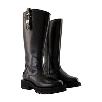 Ganni Womens Studded Lug-Sole Boot Black Synthetic