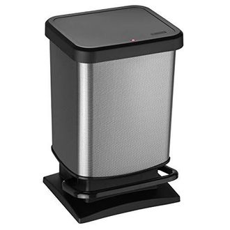 Rotho Paso Poubelle 20l avec pédale et couvercle, Plastique (PP) sans BPA, carbone métallique, 20l (29,3 x 26,6 x 45,7 cm)