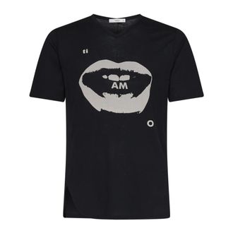 Fendi V-Ausschnitt T-Shirt - - Tops - Herren - Schwarzk - S