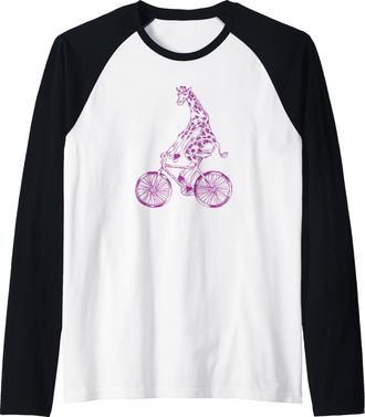 Seembo Giraffe Radfahren Fahrrad Lustig Biker Animal Biking Cool Bike Raglan