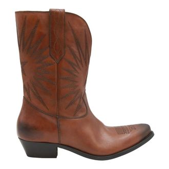 Golden Goose Stiefel - Mid-Calf Leather Boots With Stitching - Gr. 40 (EU) - in Braun - f&uuml;r Damen