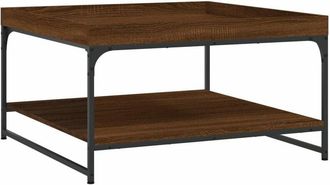 vidaXL Vidaxl - Table basse chêne marron 80x80x45 cm bois dingénierie et fer