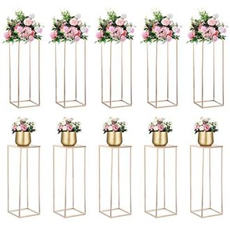 Nuptio Nuptio Vase dor pour Centre de Table de Mariage 10 Pièces Vases 80cm Haut pour Fleurs Métal pour Tables Fête Décorations Élégant Vrac Mariage Centre T