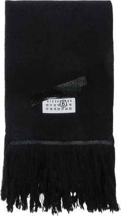 Maison Margiela &Eacute;charpe avec logo et franges - Femme - Accessoires - Noir - Taille: ONE Size