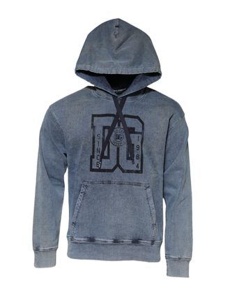 Dolce & Gabbana Mens Blue Cotton Blend Hooded Sweatshirt Sweater Elastane Clothing