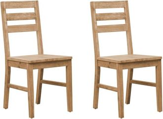 Les Tendances Chaise de cuisine bois massif naturel Koffia - Lot de 2
