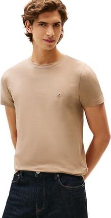 Tommy Hilfiger Stretch Slim Fit Tee Mw0mw10800 T-Shirt S/S, Beige (Coastal Taupe), L Homme, Beige (Coastal Taupe), Large