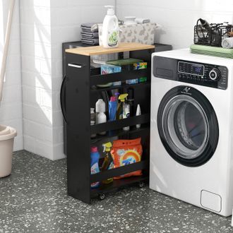 Giantex Badezimmerschrank Schmal, Nischenschrank Badezimmer, Nischenregal 20cm Breit, Platzsparender Badschrank, Nischenwagen Rollwagen mit Rollen, 47,5x20x80