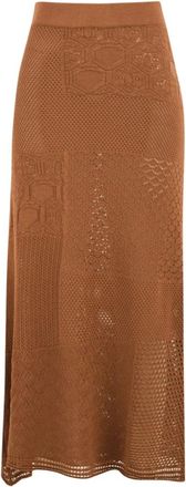 Akep Femme, Jupes, Brun, Taille: 40 FR Jupe longue en dentelle