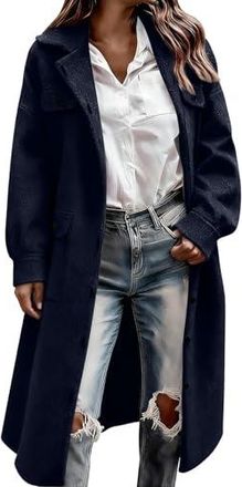 Generic Manteaux en laine pour femme - Col à revers cranté - Simple boutonnage - Manteau dhiver chaud en laine - Trench classique - Style trapèze élégant - Vê