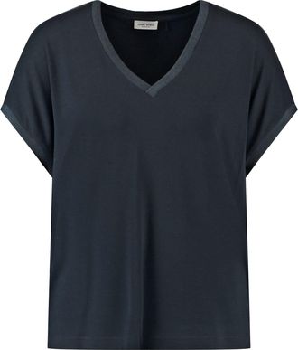 Gerry Weber Damen Kurzarmshirt mit legerem Schnitt Kurzarm, überschnittene Schultern unifarben Navy 34