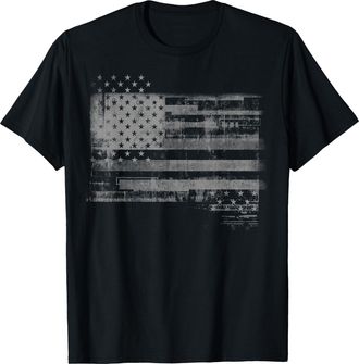 Trendy Apparel Distressed Faded Black and White USA Flag T-Shirt