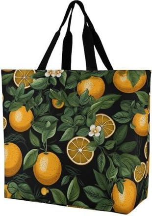 Generic Oranges Et Feuilles Sac Courses D&eacute;contract&eacute; Sacs R&eacute;utilisable Sac Fourre-Tout Pour Gym Quotidienne Voyage