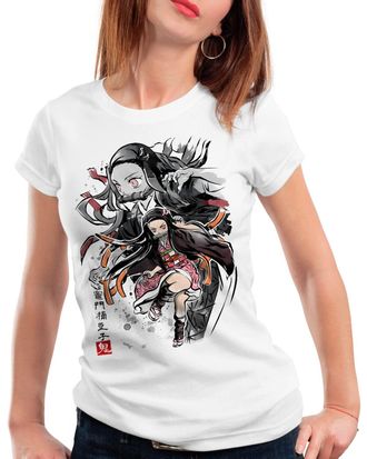 style3 Inosuke Sumi-E Damen T-Shirt Demon Anime Japan Manga, Gr&ouml;&szlig;e:L