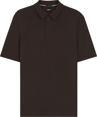 HUGO BOSS Leichtes Feinstrick-Poloshirt aus Schurwolle in