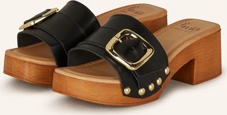 È Mia È Mia Plateau-Mules Mit Nieten schwarz