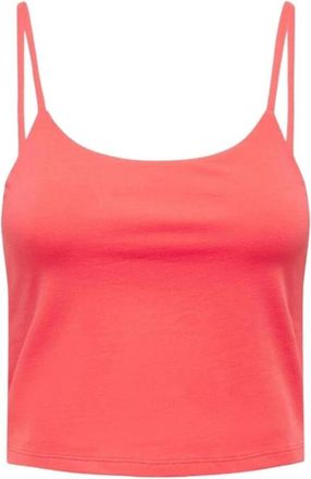 Only &Auml;rmelloses Baumwolltop- Hot Coral - - Tops - Damen - Rot - M