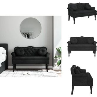vidaXL Sitzbank mit Kissen Schwarz 120,5x65x75 cm Samt - Samtsofa - Wohnzimmersofa - Couch Schwarz - Bequeme Sitzbank - Sofa Mit Kissen