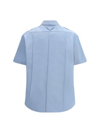 Prada Womens Short-Sleeved Shirt Avio Cotton