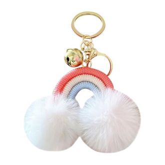 Generic Porte-cl&eacute;s pompon arc-en- - Jolie breloque de sac, pendentif boule en peluche | Porte-cl&eacute;s en forme de doux et color&eacute; pour sacs &agrave; dos, sacs d&eacute;cole, or
