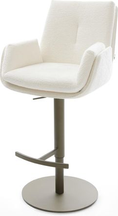 DELIFE Barstuhl Clea-Flex Boucl&eacute; Soft Beige Drehfu&szlig; h&ouml;henverstellbar Metall Titanfarben, Barst&uuml;hle