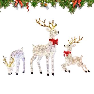 Generic Beleuchtetes Weihnachts-Rentier - 3 St&uuml;ck realistische Lampe | Nachtlicht f&uuml;r den Innenbereich, Zuhause, Familie, Party, Rasen, Garten, Auffahrt, Nach