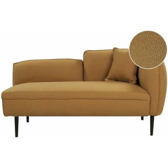 Beliani Chaiselongue Senfgelb Stoffbezug Boucl&eacute; Rechtsseitig mit Kissen Metallbeine Modern f&uuml;r Wohnzimmer Schlafzimmer Wintergarten Kleine R&auml;ume