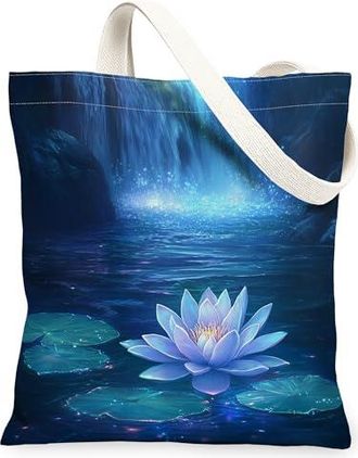 Generic Sac fourre-tout en toile r&eacute;utilisable pour le shopping 33 x 38 cm, motif floral et arbre de campagne, sac d&eacute;picerie r&eacute;utilisable pour femme, motif flo