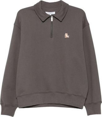 Maison Kitsun&eacute; Sweatshirt mit Rei&szlig;verschluss und Logo-Patch - - Sweatshirts & Hoodies - Herren - Grau - XL