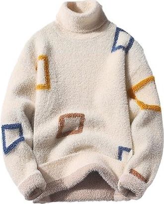 Generic Pulls Chauds en Laine pour Hommes Style Automne Et Hiver Beige XXL