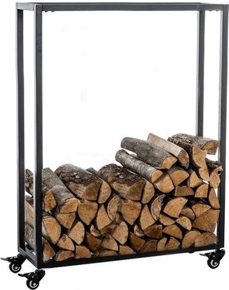 Clp Portalgna pour chemin&eacute;e Hetta en acier inoxydable noir, 25x60x100 cm