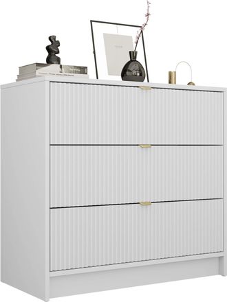 Mirjan24 Kommode Tireno 3SZ mit 3 Schubladen, geriffelte Fronten, Schubladenkommode, B:80 x H:75 x T:40 cm, Highboard, Anrichte, Sideboard, Mehrzweckschrank, W