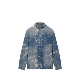 Emporio Armani Veste effet d&eacute;chir&eacute; en denim de coton