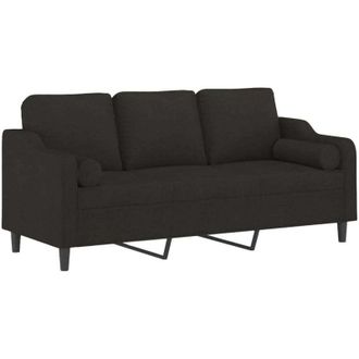 vidaXL 3-Sitzer-Sofa mit Zierkissen Schwarz 180 cm Stoff vidaXL