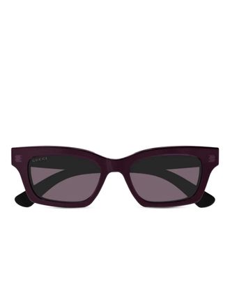 Gucci lunettes de soleil à monture rectangulaire - Noir