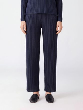 Pleats Please Issey Miyake Weit geschnittene, plissierte Cr&ecirc;pe-Hose mit hohem Bund von